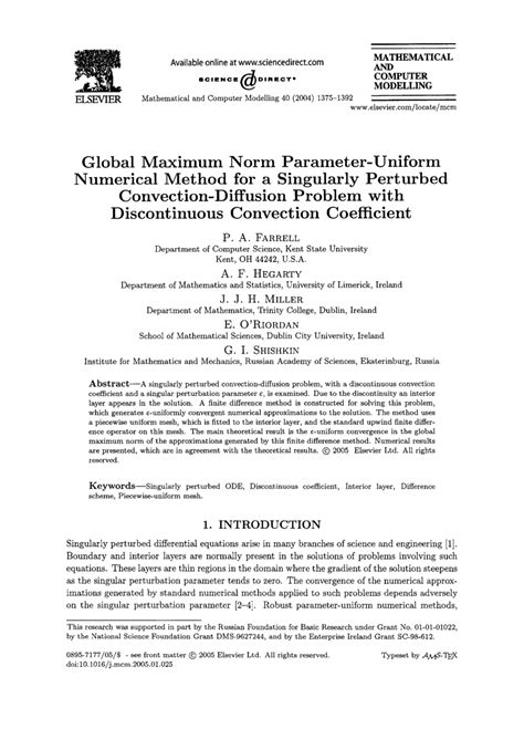 PDF Global Maximum Norm Parameter Uniform Numerical Method For A Singularly Perturbed