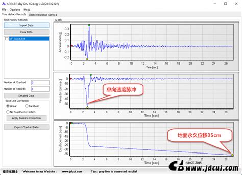 [软件][编程][地震动] nfagm近场脉冲型地震动人工合成程序 案例1—— 单向脉冲波生成 永久地面位移现象 case 1 of