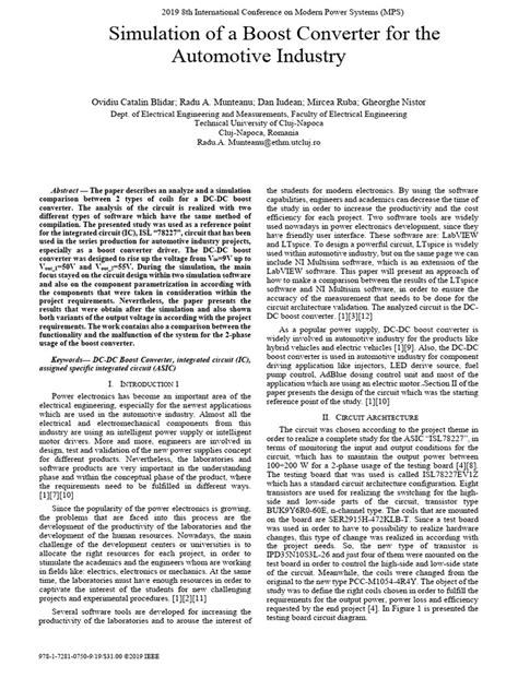 Simulation Of A Boost Converter For The Automotive Industry Pdf