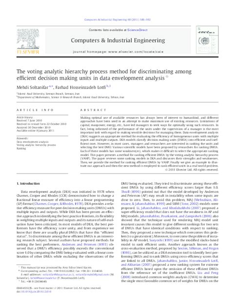 pdf the voting analytic hierarchy process method for discriminating