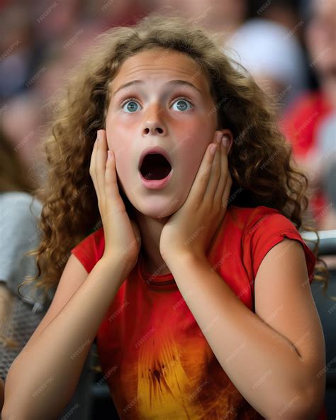 Premium Ai Image A Closeup Of A Girl Fans Face Expressing A Mix Of Nervo