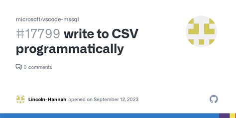 Write To Csv Programmatically · Issue 17799 · Microsoftvscode Mssql