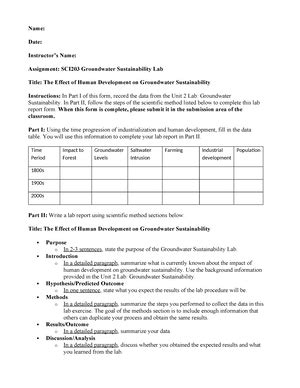 SCI Unit Lab Report Name Kristen Morin Date Instructors Name Assignment SCI