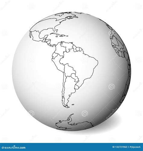 南美空白的政治地图 D与黑概述地图的地球地球 也corel凹道例证向量 向量例证 插画 包括有 国际 分级显示