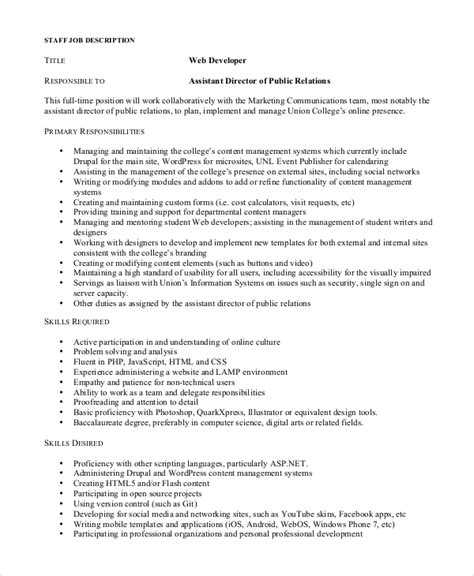 Free 8 Sample Web Developer Job Description Templates In Pdf Ms Word