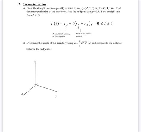 Solved 3 Parameterization A Draw The Straight Line From