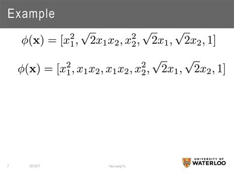 cs489 698 intro to ml lecture 08 kernels 10 12 17 yao liang yu ppt
