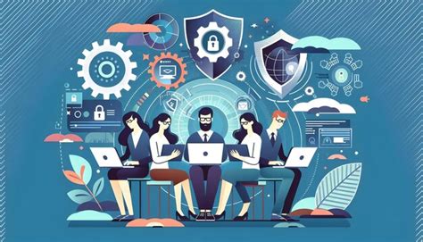 Flat Design As It Team Collaborating On A Cybersecurity Project Concept As A Vector Illustration