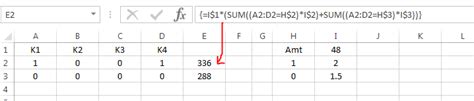 How To Get Weighted Sum Depending On Multipliers In Column In Excel