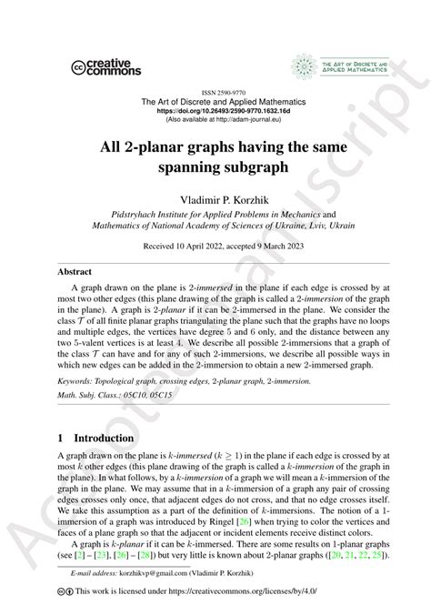Pdf All 2 Planar Graphs Having The Same Spanning Subgraph