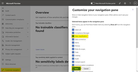 Where The Data Classification Management Has Been Moved To In This Updated Compliance Portal