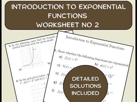 Introduction To Exponential Functions Worksheet No 2 With Solutions