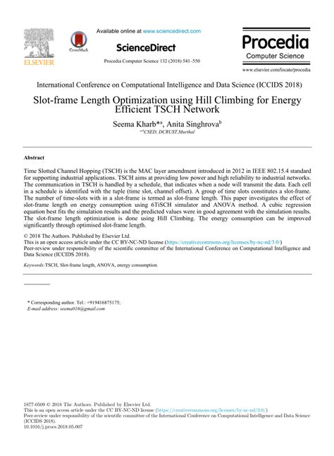 Pdf Slot Frame Length Optimization Using Hill Climbing For Energy Efficient Tsch Network