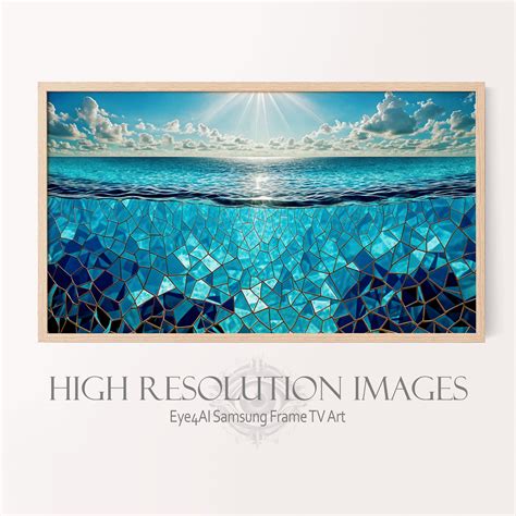 Original Frame Tv Art Stained Glass Mosaic Abstract Seascape Background