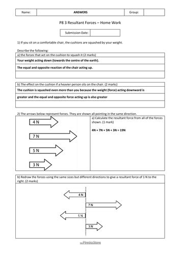 Ks4 Gcse Physics Aqa P8 3 Resultant Forces Lesson Bundle Teaching