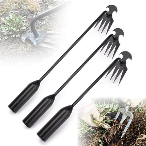 Uprooting Weeding Tool Garden Rake With Long Handle High Strength Polished Surface Weed Remover