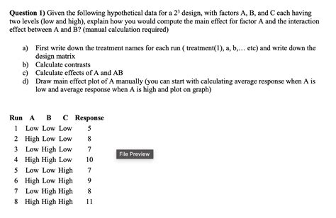 Solved Question 1) ﻿Given the following hypothetical data | Chegg.com
