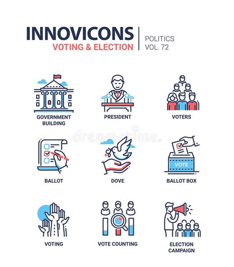 Voting And Election Set Of Modern Thin Line Design Icons Stock Vector Illustration Of Flat