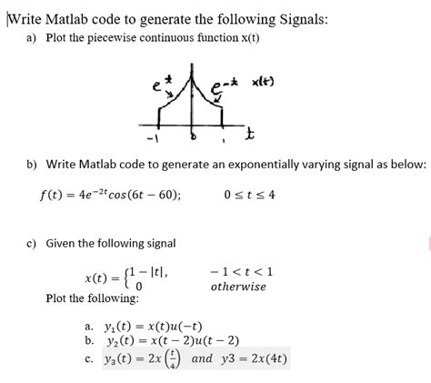 Solved Write Matlab Code To Generate The Following Signals