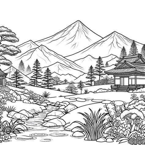 美しい日本の風景 印刷可能ぬりえ無料ダウンロード