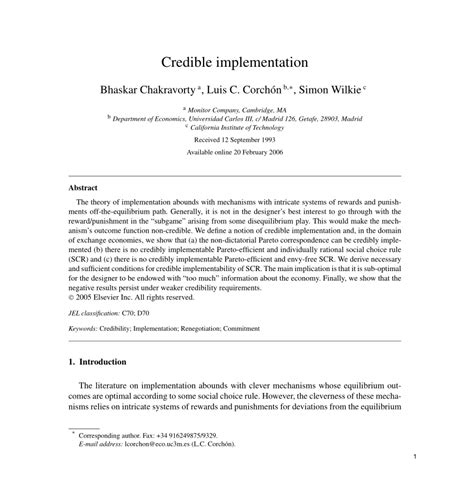 Pdf Credible Implementation