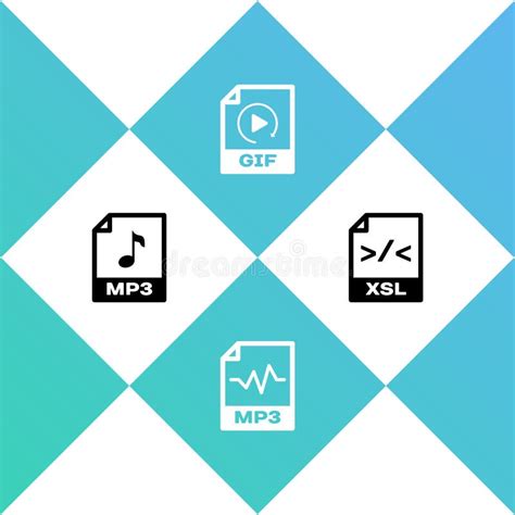 Set MP File Document GIF And XSL Icon Vector Stock Vector Illustration Of Concept Arrow