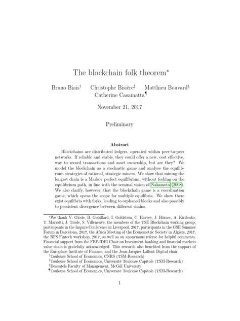 The Blockchain Folk Theorem Pdf Bitcoin Distributed Computing