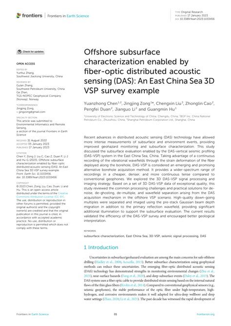 Pdf Offshore Subsurface Characterization Enabled By Fiber Optic
