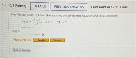 [solved] Find The Particular Solution That Satisfies The D