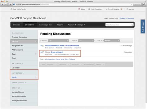 Tender Support — Assign Discussions To Your Staff