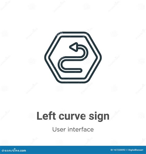 Left Curve Sign Outline Vector Icon Thin Line Black Left Curve Sign Icon Flat Vector Simple