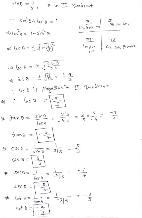 [solved] Find The Exact Value Of Each Of The Remaining Trigonometric