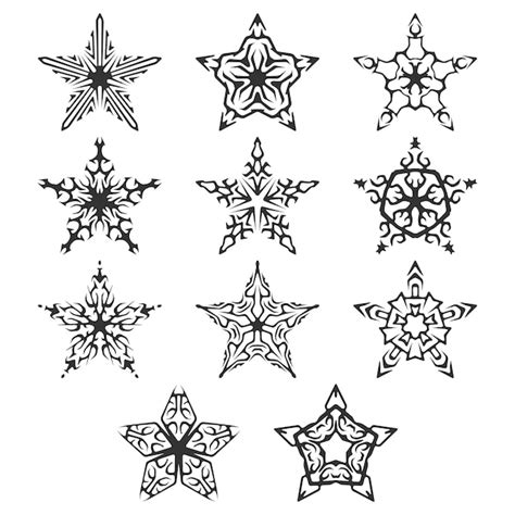 Premium Vector A Set Of Star Shapes With The Word Snowflake On The