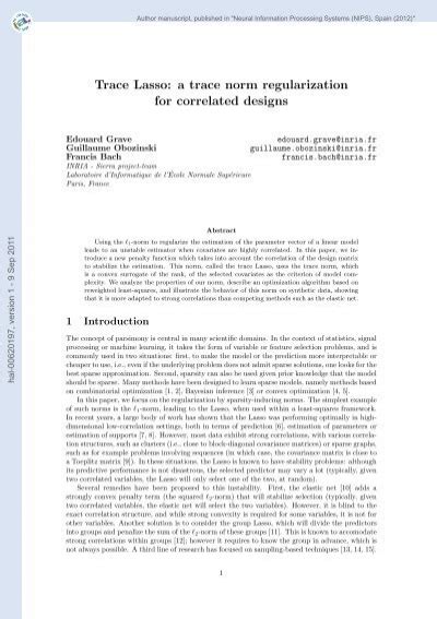 Trace Lasso A Trace Norm Regularization For Correlated Designs