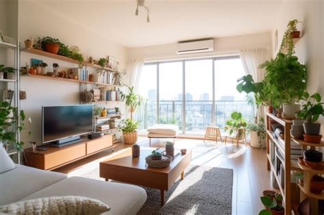 Premium Ai Image Exercise Comfortable Bright White Room Uniqlo Room Wear Living Room A