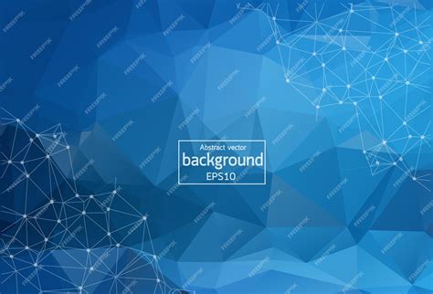 추상 진한 파란색 다각형 표면 배경 연결 점과 선 연결 삼각형 구조 벡터 기하학 미래 장식 인사말 카드와 낮은 폴리 메쉬 디자인