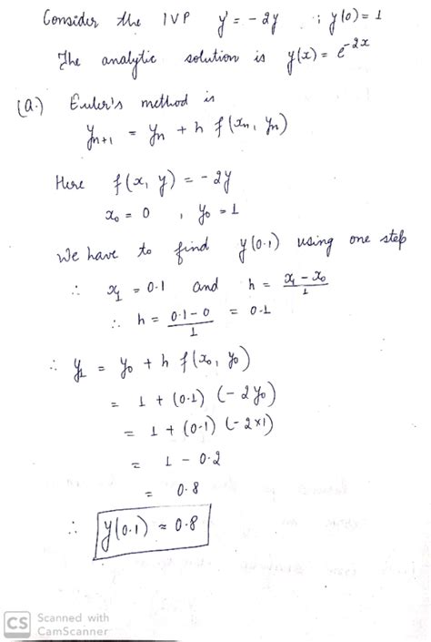 euler s method consider the initial value problem y′ −2y y 0 1