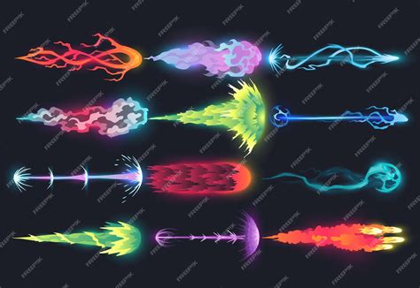 Premium Vector Cartoon Laser Gun Beams Futuristic Shot Effects