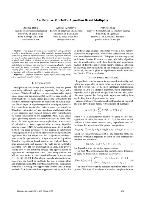 Pdf An Iterative Mitchells Algorithm Based Multiplier