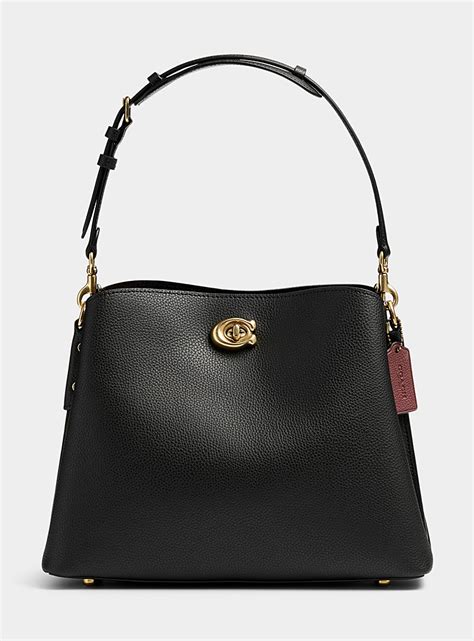 Le Sac Cuir Trapézoïdal Willow Noir Coach Magasinez Des Sacs Designers Pour Femme En Ligne