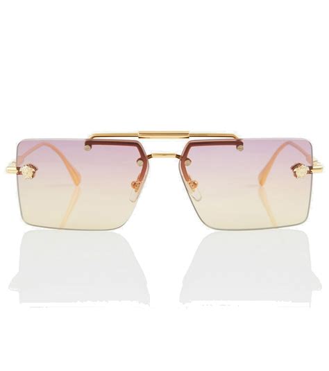 Versace Embellished Rectangular Sunglasses Versace