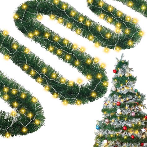 Xunyee 100ft Lighted Christmas Pine Garland With 300 Led