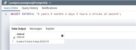 Postgresql Interval Data Type