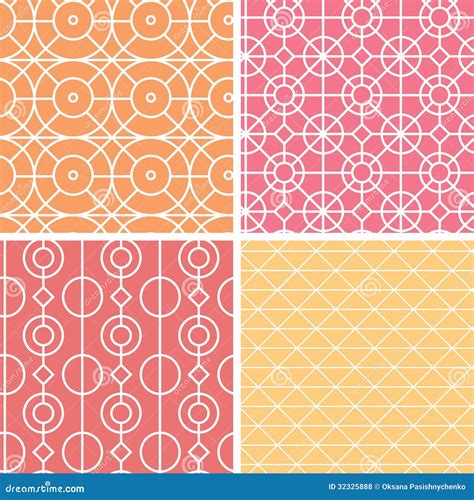 Abstract Lineart Geometric Seamless Patterns Set Stock Vector