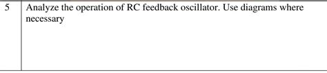 Solved 5 Analyze The Operation Of Rc Feedback Oscillator