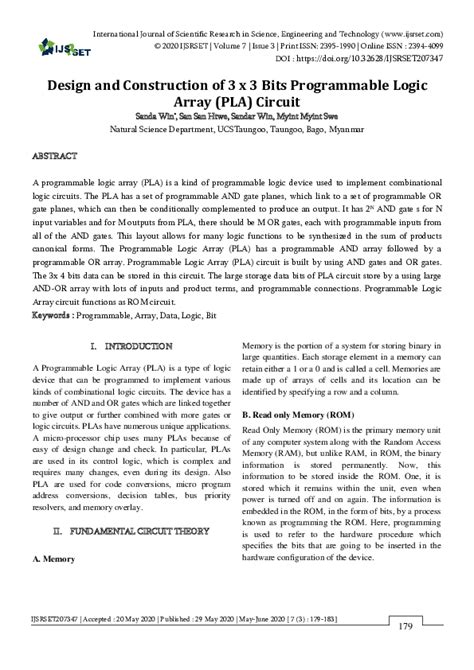Pdf Design And Construction Of 3 X 3 Bits Programmable Logic Array