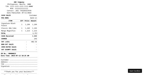 React Receipt Slip Codesandbox