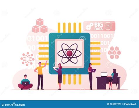 Optical Technology Photonics Research Quantum Computing Concept Tiny Male And Female