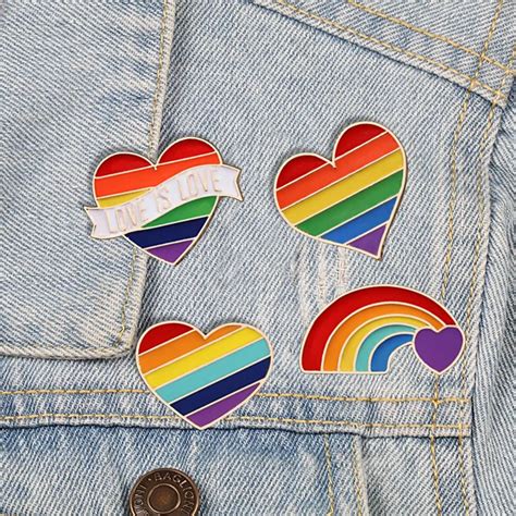 Love Is Love Lgbt Pride Rainbow Heart Enamel Pin Queerks