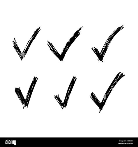 Set Of Six Hand Drawn Check Symbols Black Sketch Check Symbol On White Set Of Six Hand Drawn Check Symbols Black Sketch Check Symbol On White